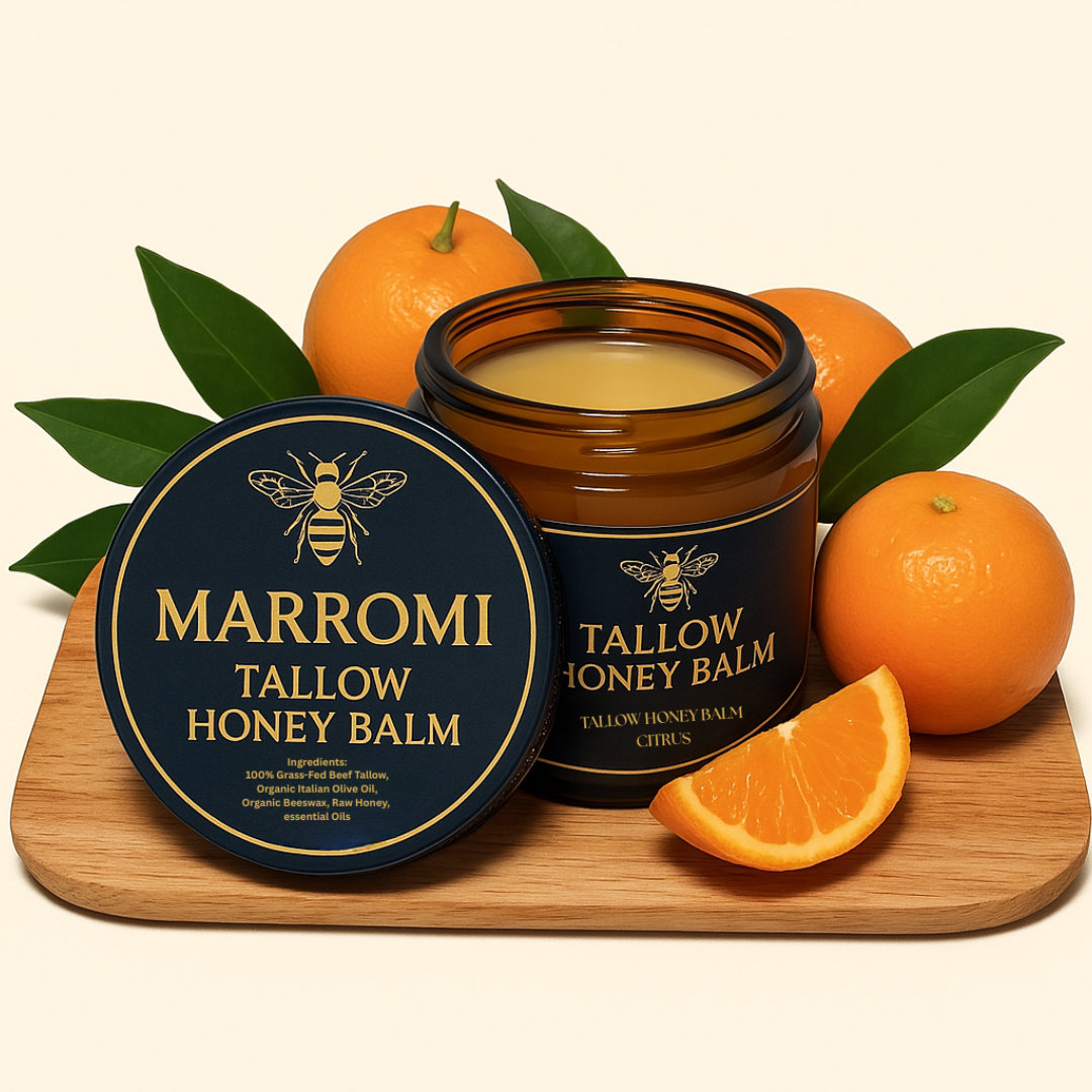 Organic Grass-Fed Beef Tallow Balm With Raw Honey – Marroomi